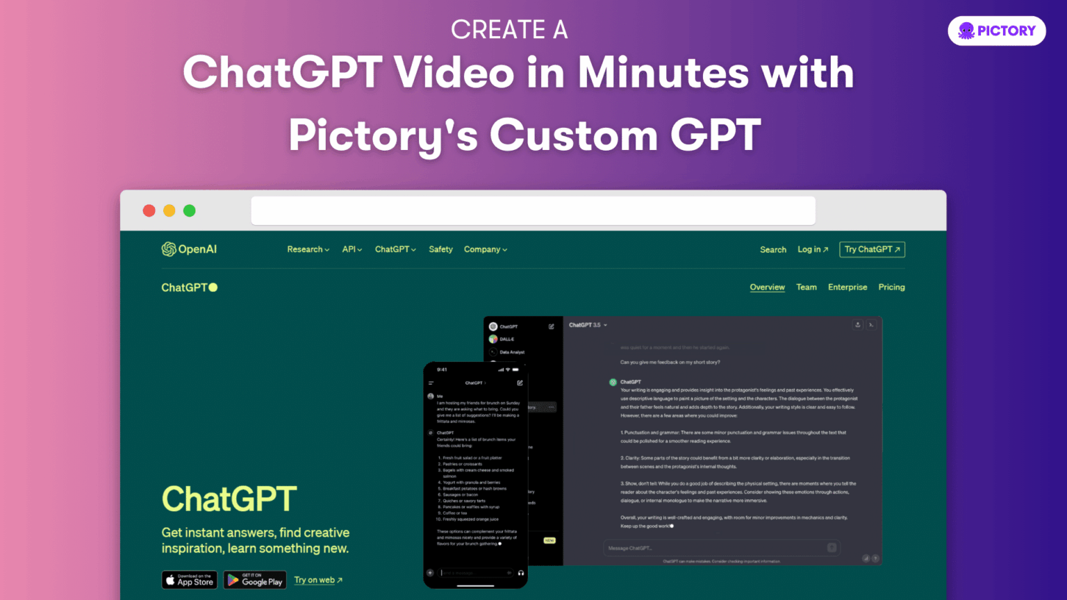 Create a ChatGPT Video in Minutes with Pictory's Custom GPT