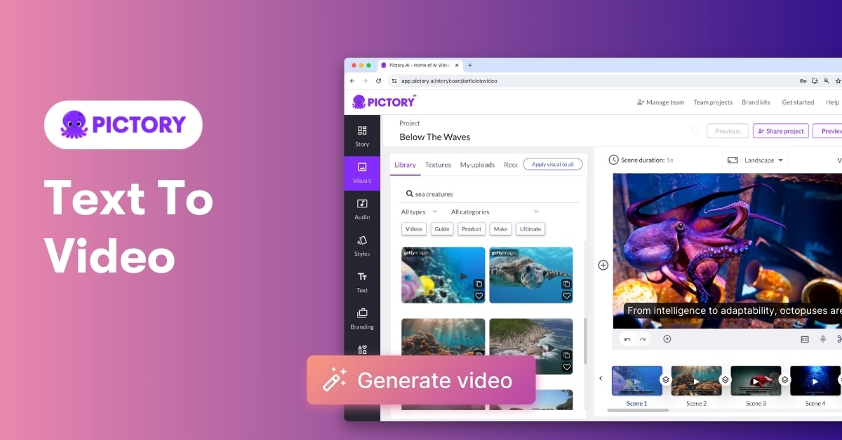 AI Video Editor - Text To Video - Pictory