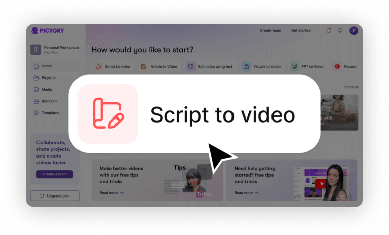 Free AI Script to Video Generator - Pictory.ai
